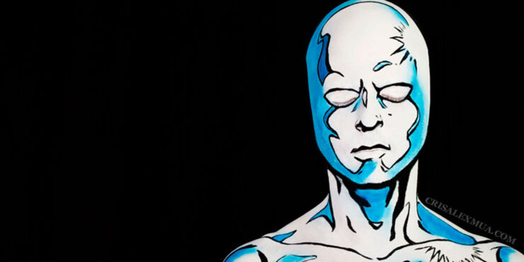 Insanely Good Silver Surfer Body Painting