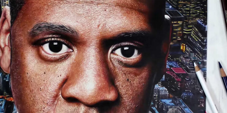 Time-Lapse Shows Artist Drawing Photorealistic Jay-Z Portrait
