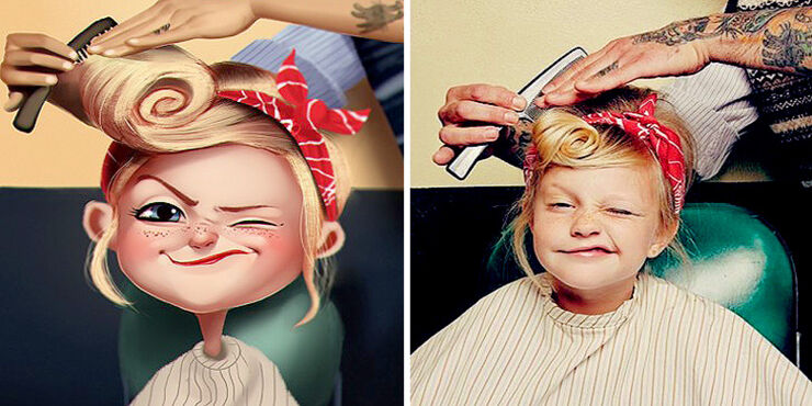 Artist Turns People's Portraits Into Cartoonish Illustrations