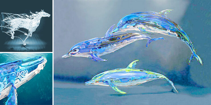 Elegant Animals Sculptures Made From Recycled Plastic