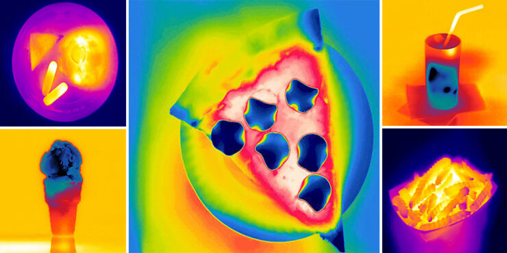 American Diner Food Photographed With A Thermal Camera