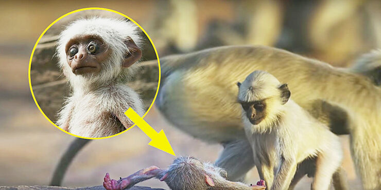 Langur Monkeys Mourn Fake Baby Monkey In BBC Doc