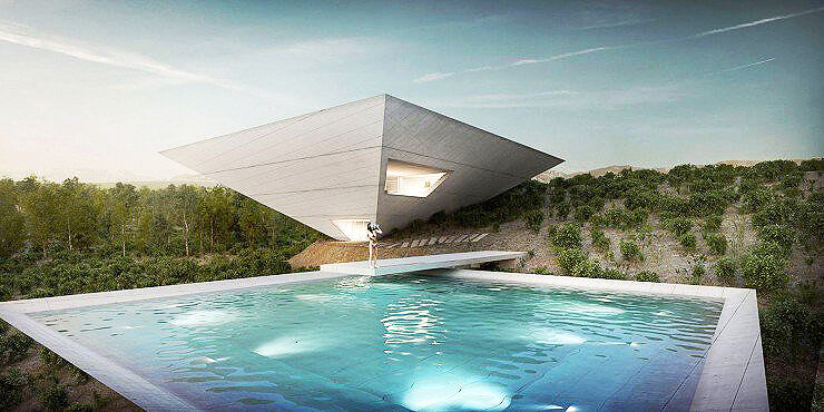 This Sunken Inverted Pyramid Upside Down House Looks Insane